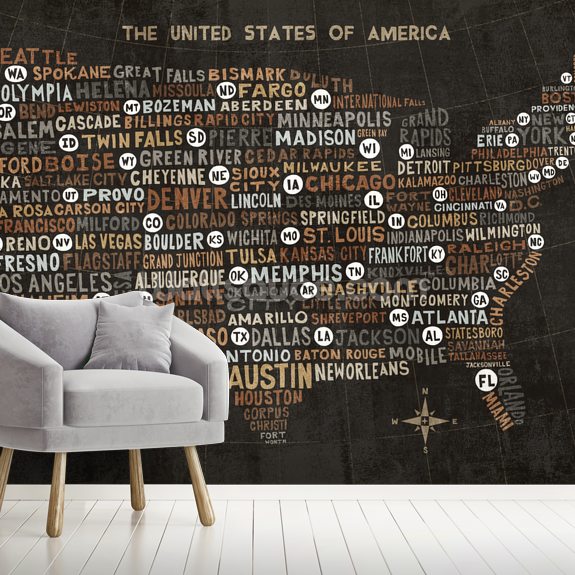 USA City Map Wallpaper | Wallsauce UK
