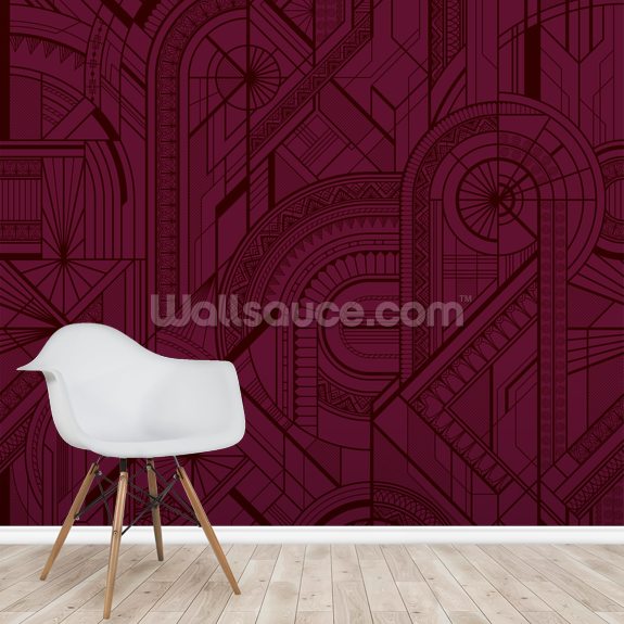 Maroon Deco Wallpaper | Wallsauce EU