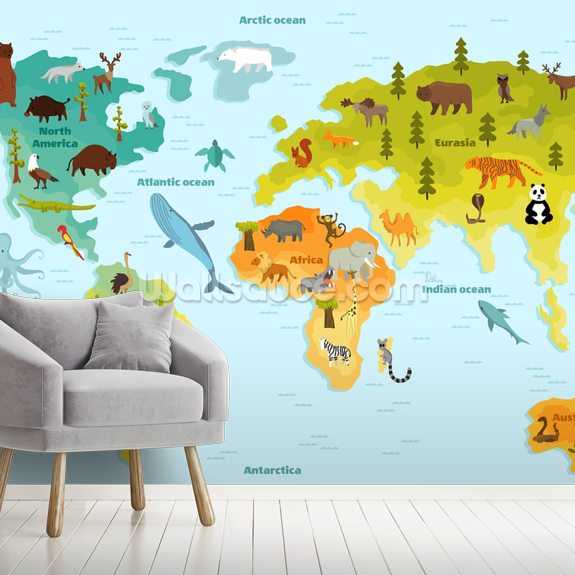 Animals of the Continents Wallpaper | Wallsauce US