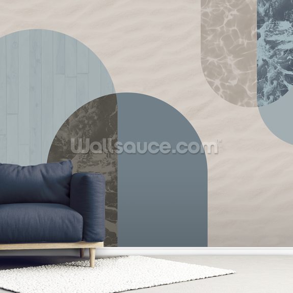 Blue Abstract Pillars Wallpaper | Wallsauce UK