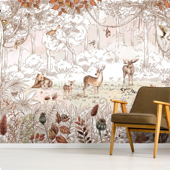Forest Friends in Autumn Wallpaper | Wallsauce US