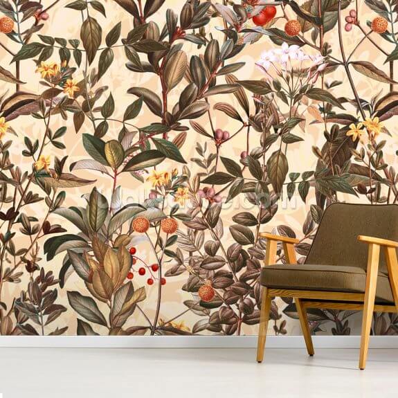 Neutral Floral Garden Wallpaper | Wallsauce US