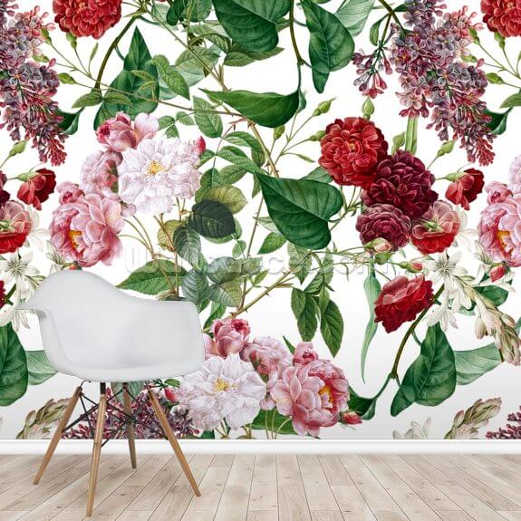 Red Rose Garden Wallpaper Mural | Wallsauce EU
