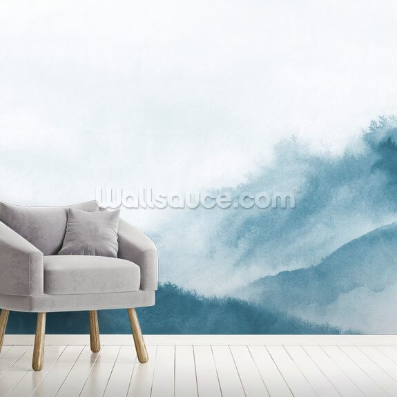 Misty Teal Mountains Wallpaper | Wallsauce US