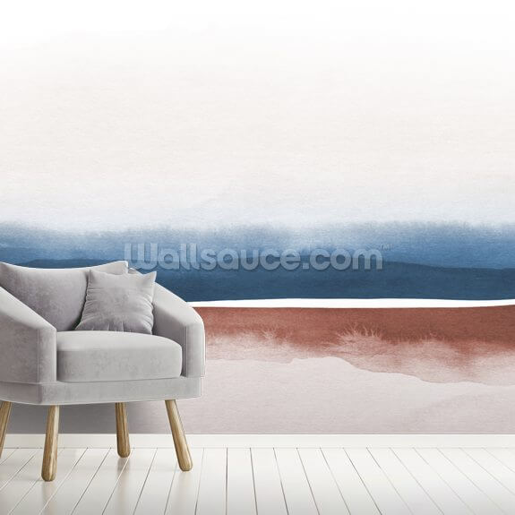 Terracotta and Blue Lands Mural | Wallsauce US