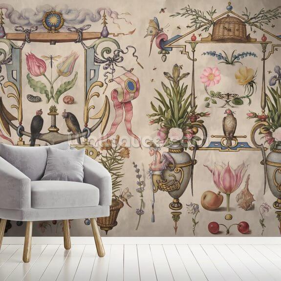 Botanisches Fresko Wandgemälde | Wallsauce DE