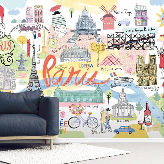 Pastel Paris Map Wallpaper | Wallsauce AU