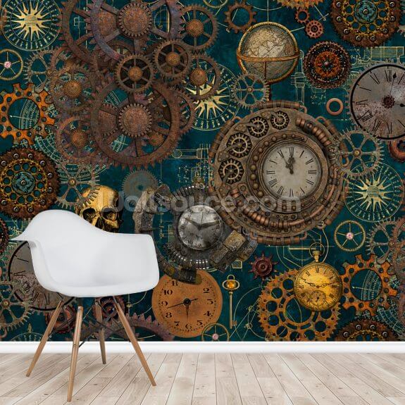 Orange Steampunk Wallpaper | Wallsauce UK