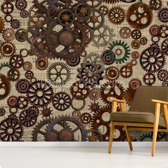 Rusty Steampunk Gears Tapete | Wallsauce DE