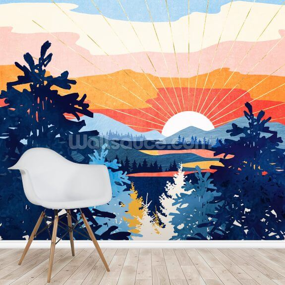 Sunset Lake Wallpaper | Wallsauce UK