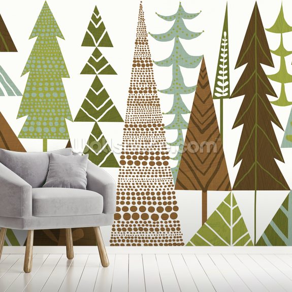 Papier Peint Fresque Forêt Folklore Vert | Wallsauce FR