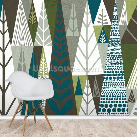 Geometric Forest Green Wallpaper & Wall Murals | Wallsauce AE
