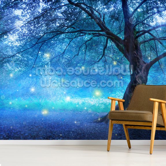 Enchanted Blue Woodland Wallpaper | Wallsauce UK