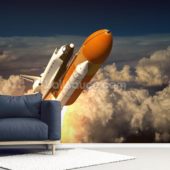 Space Shuttle In The Clouds Wallpaper Mural | Wallsauce AE